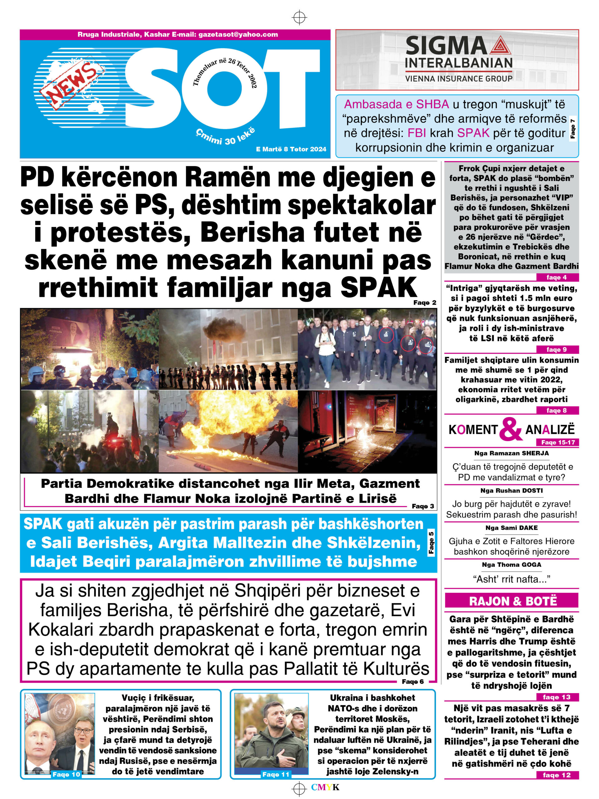 Sot në Print – 8 Tetor 2024 - Sot News | Lajme