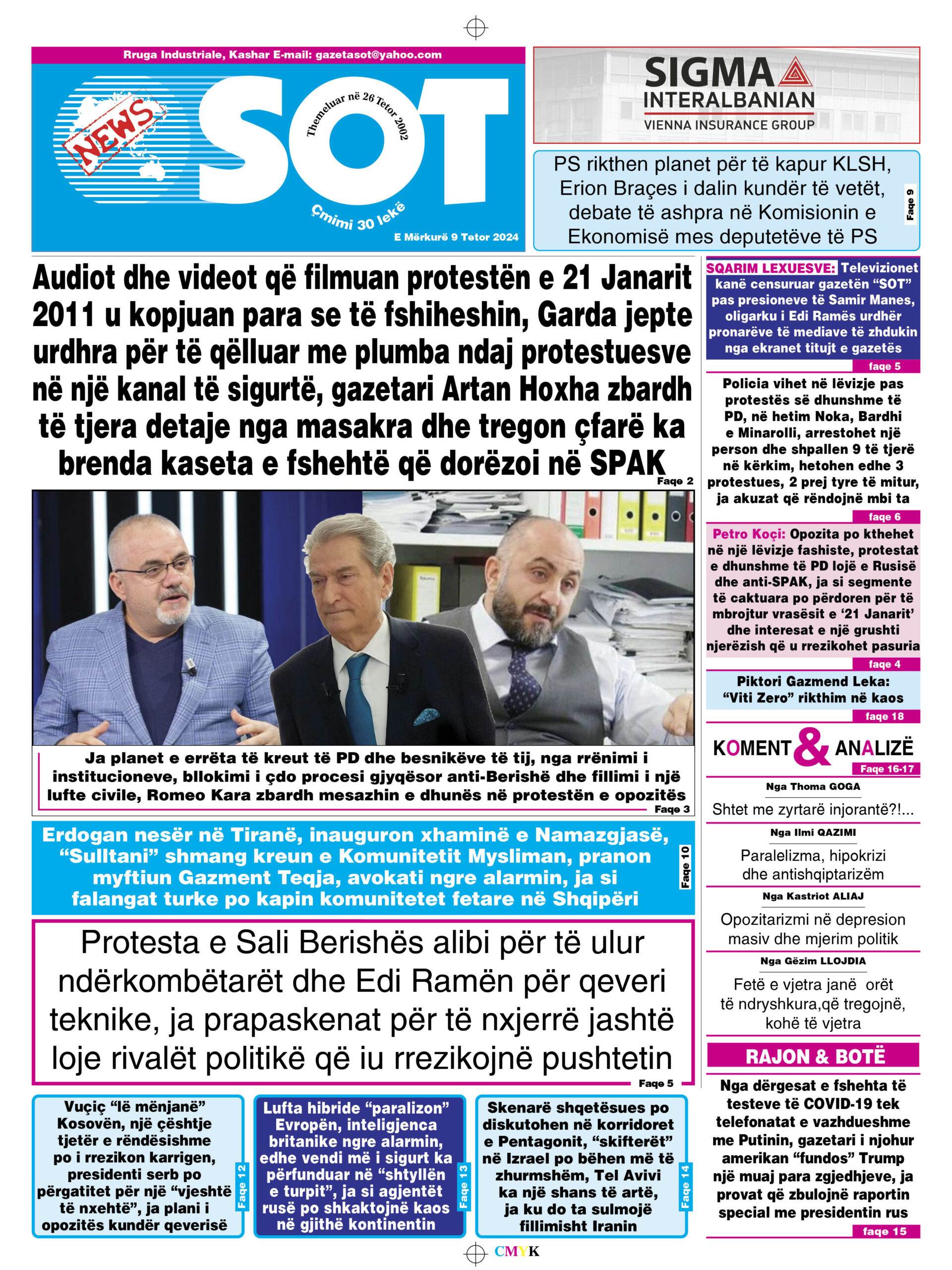 Sot në Print – 9 Tetor 2024 - Sot News | Lajme