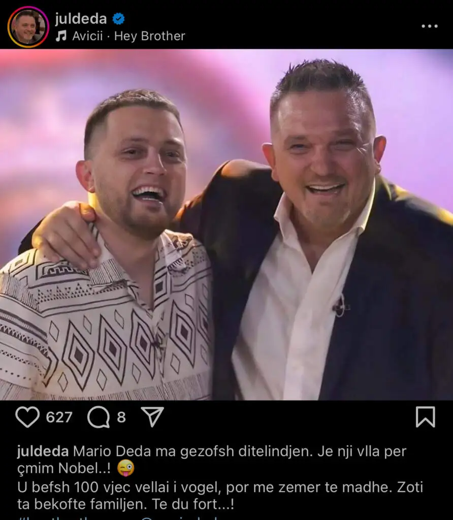 Vëllai i tij feston sot ditëlindjen, Jul Deda prek me dedikimin: Je për ...