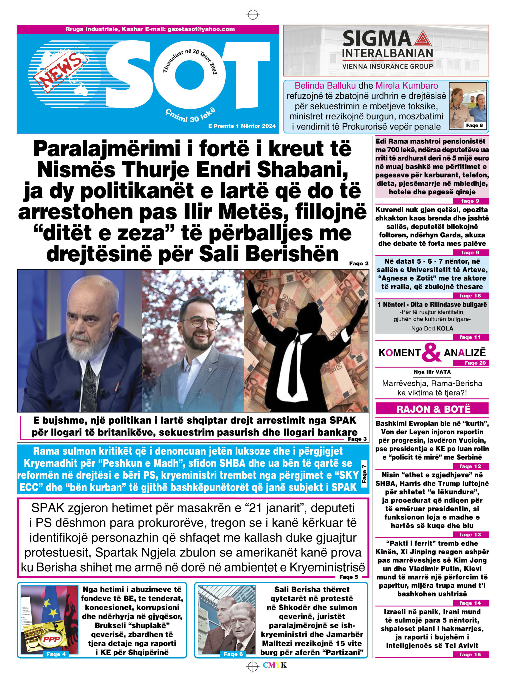 Sot në Print – 01 Nëntor 2024 - Sot News | Lajme