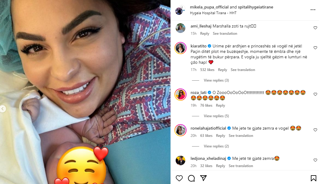 U bë nënë për herë të parë, a e uroi Kiara Tito Mikela Pupën për ...