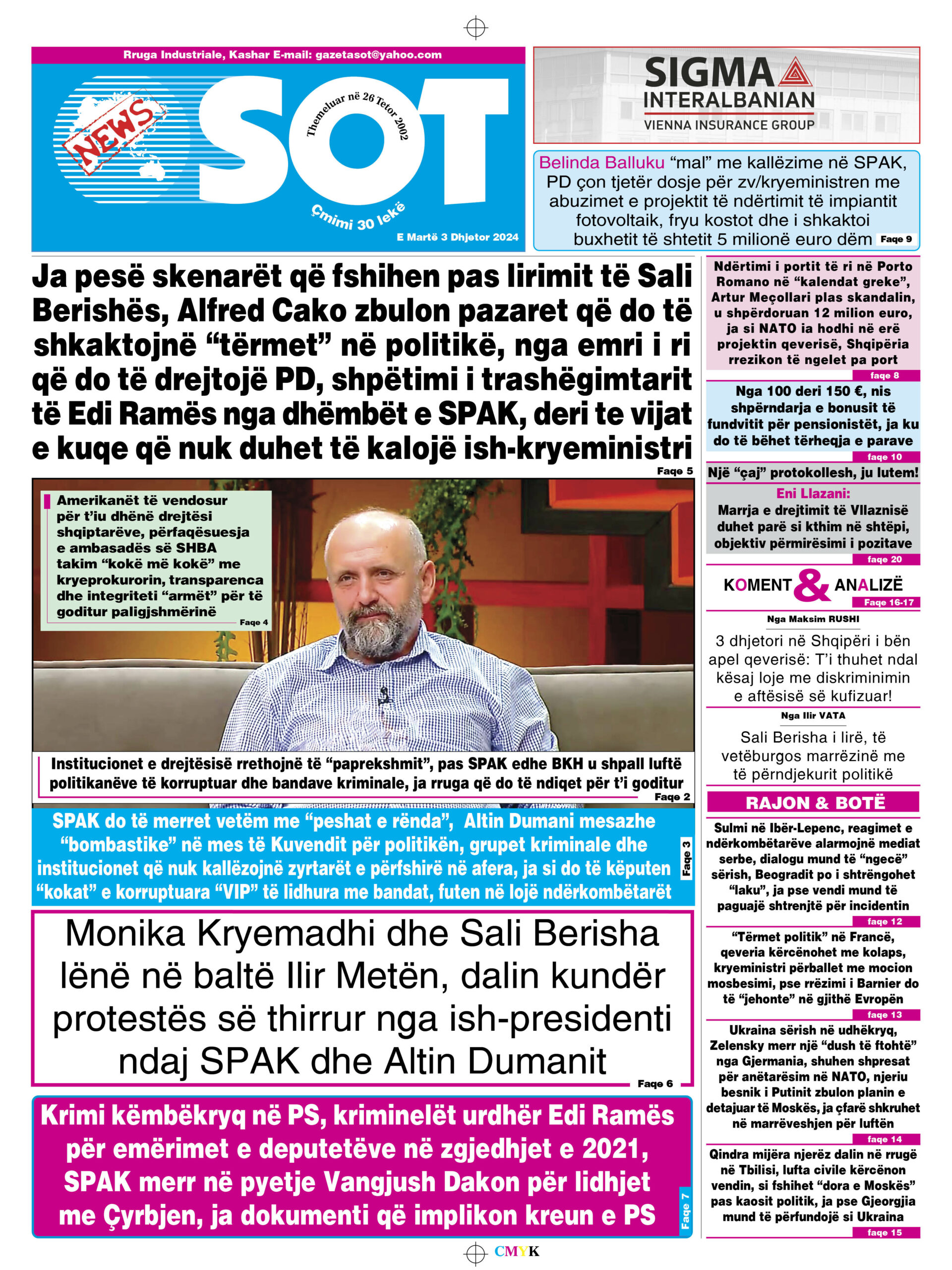 Sot në Print – 03 Dhjetor 2024 - Sot News | Lajme