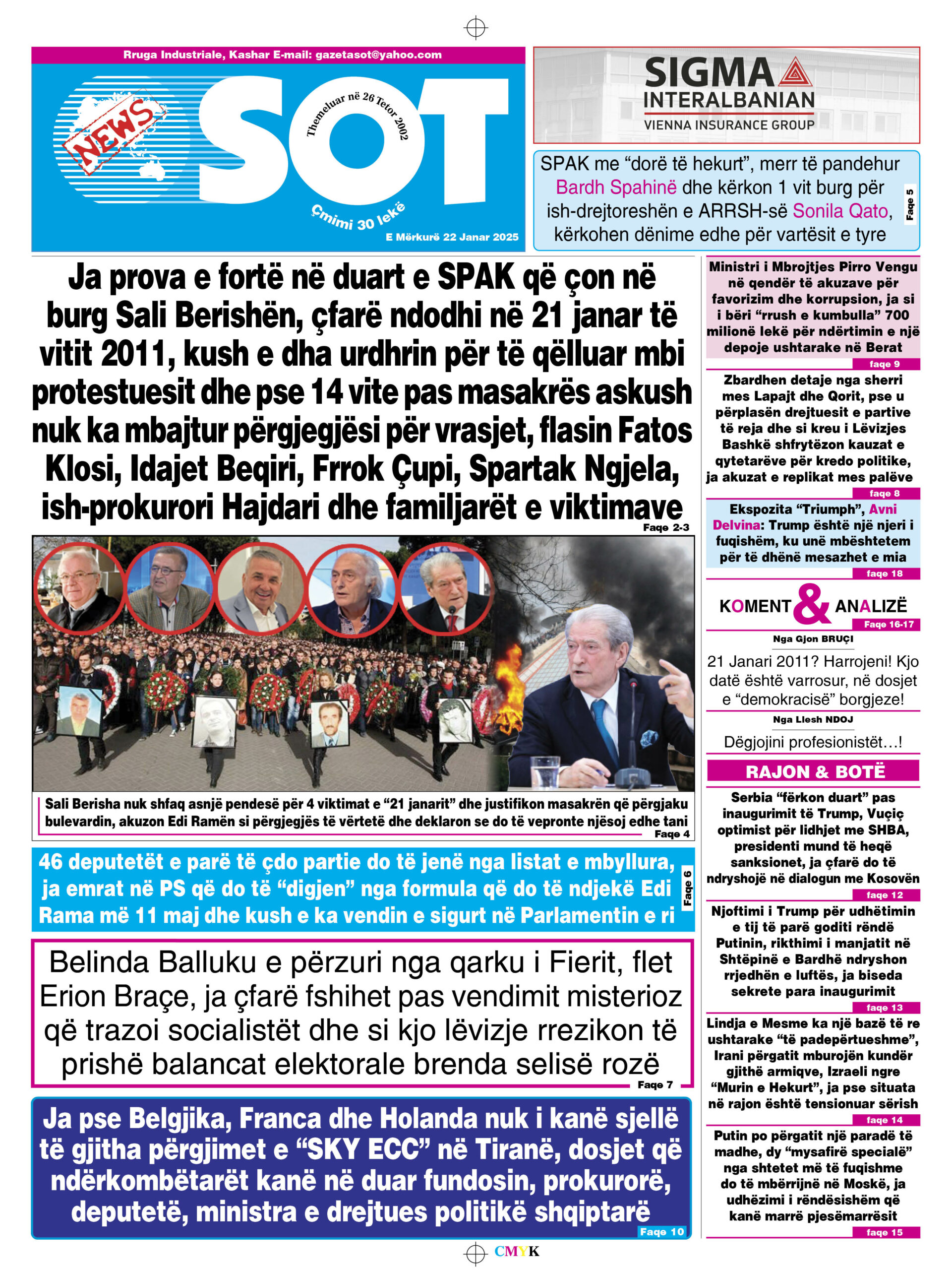Sot në Print – 22 Janar 2025 - Sot News | Lajme