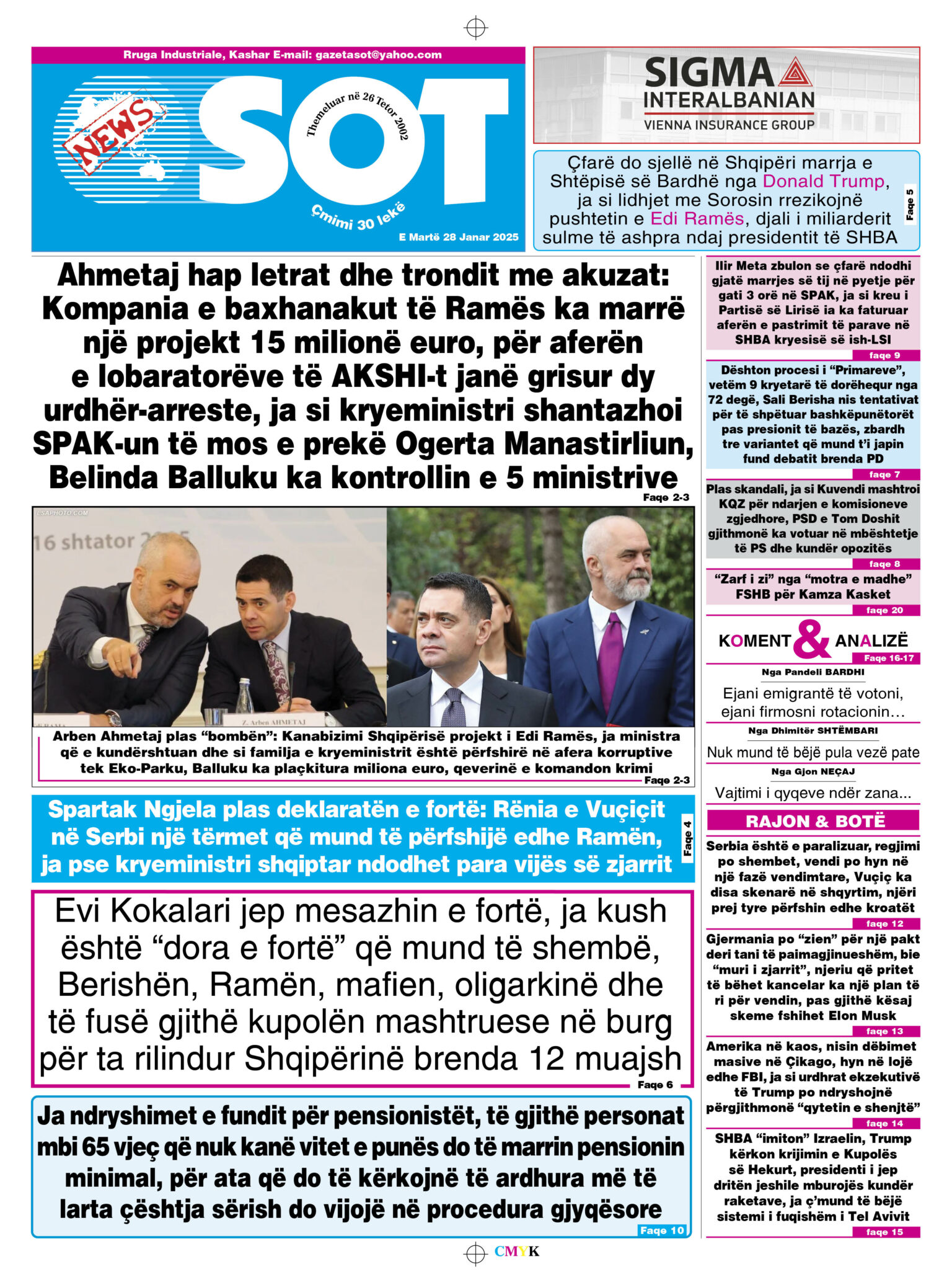 Sot në Print – 28 Janar 2025 - Sot News | Lajme