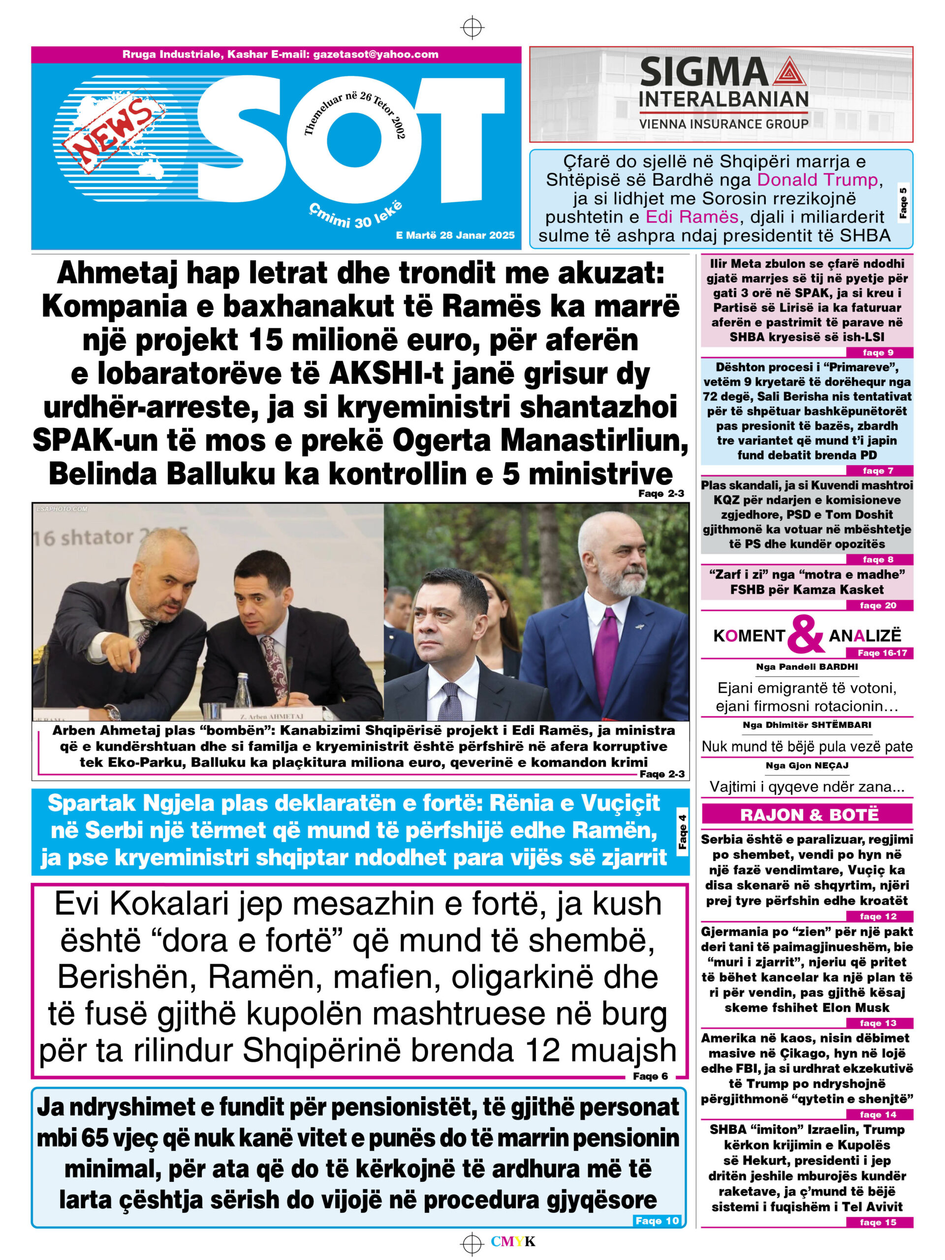 Sot në Print – 28 Janar 2025 - Sot News | Lajme