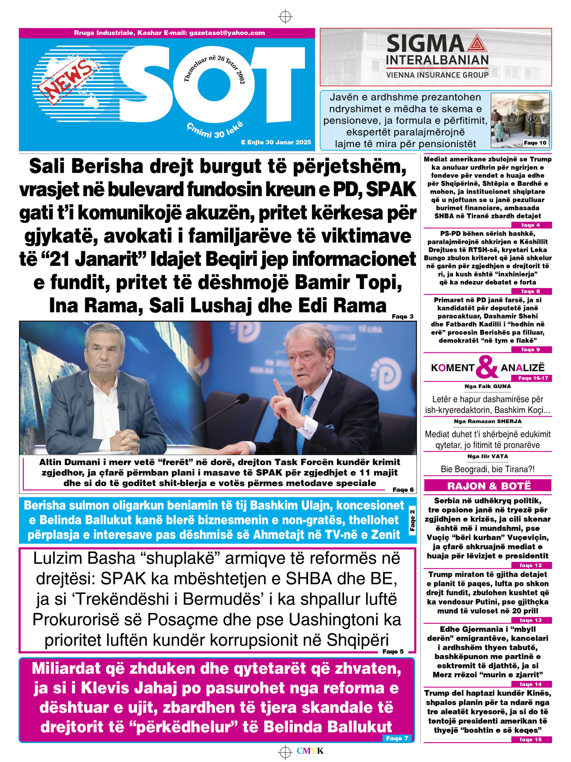 Sot në Print – 30 Janar 2025 - Sot News | Lajme