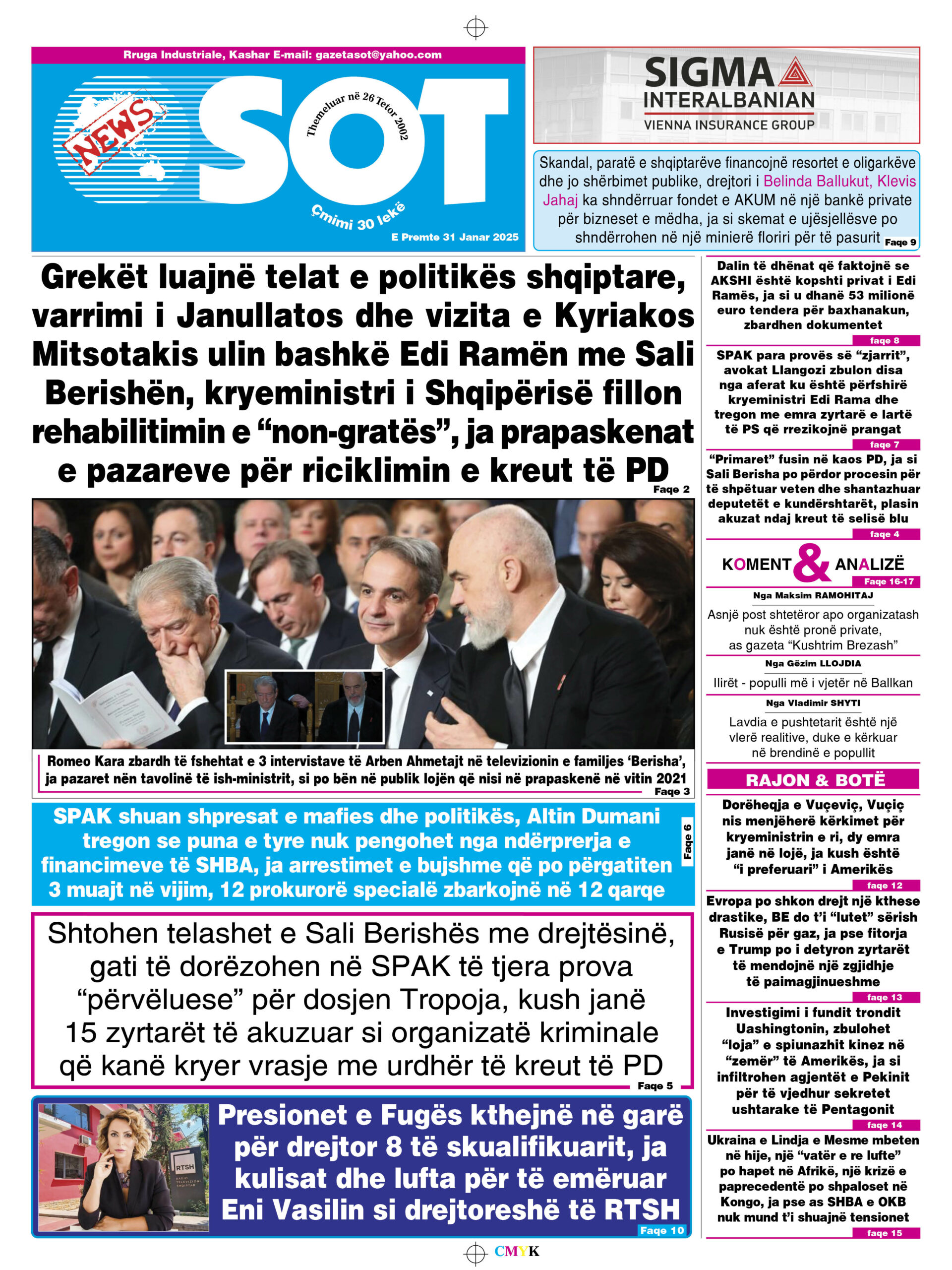 Sot në Print – 31 Janar 2025 - Sot News | Lajme