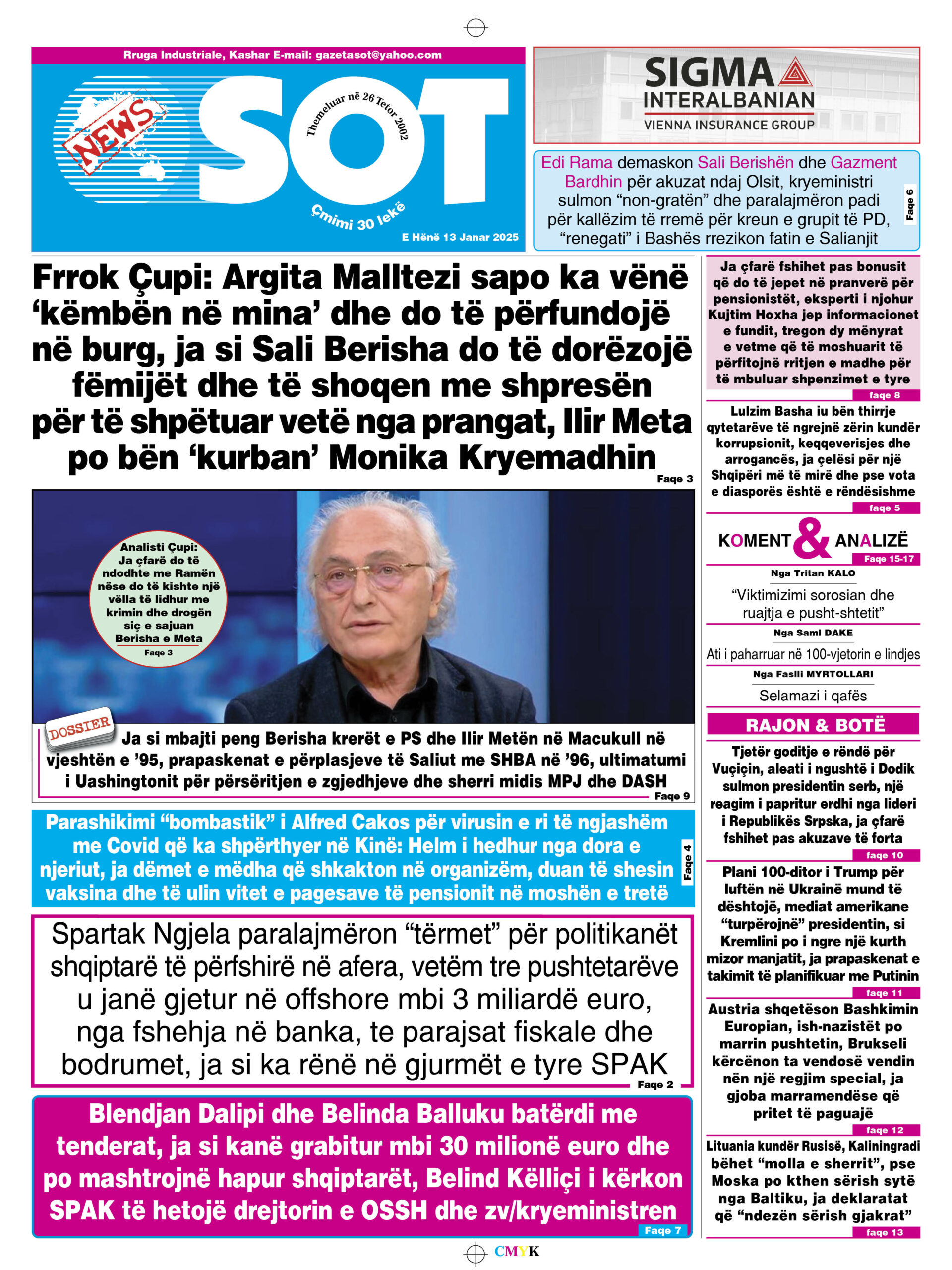 Sot në Print – 13 Janar 2025 - Sot News | Lajme