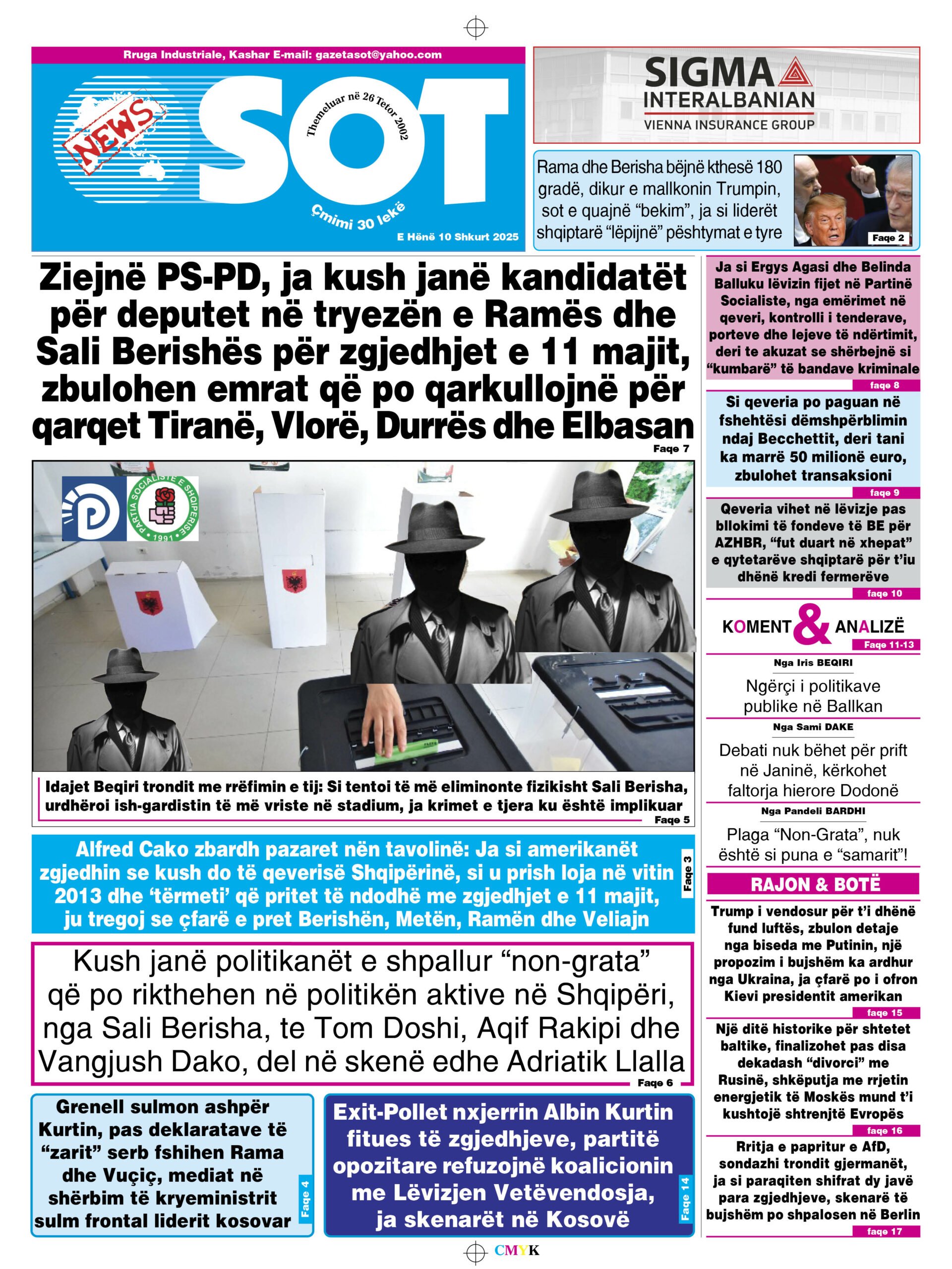 Sot në Print - 10 Shkurt 2025 - Sot News | Lajme