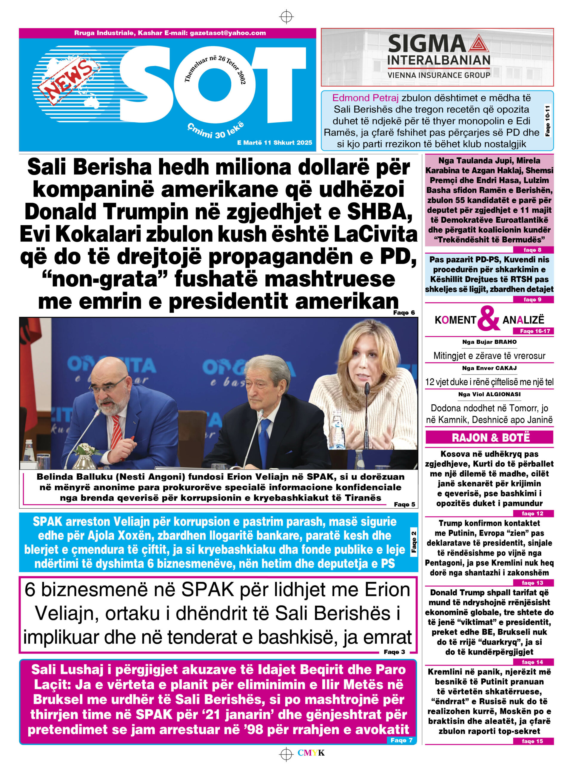 Sot në Print - 11 Shkurt 2025 - Sot News | Lajme