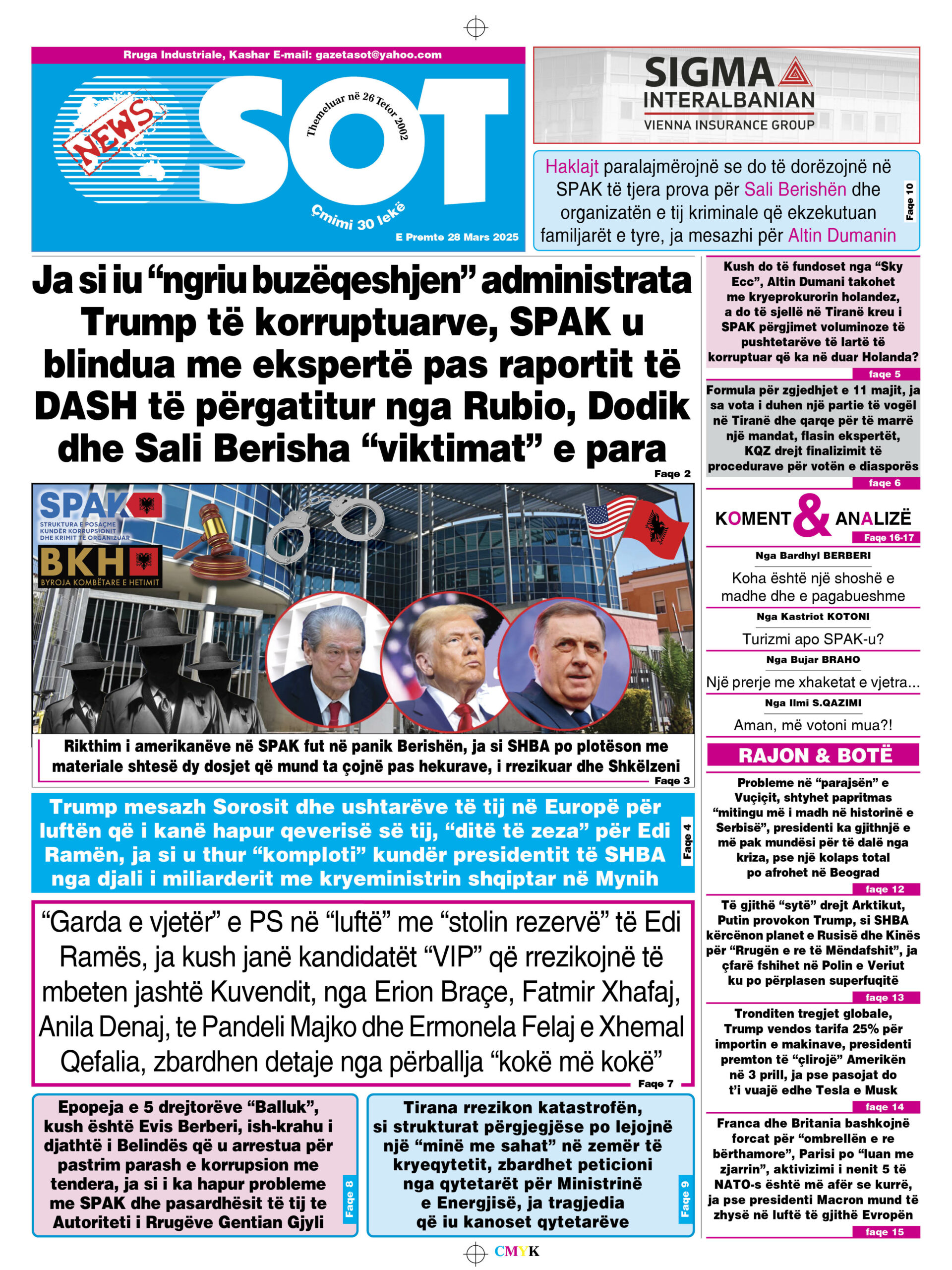 Sot në Print – 28 Mars 2025 - Sot News | Lajme