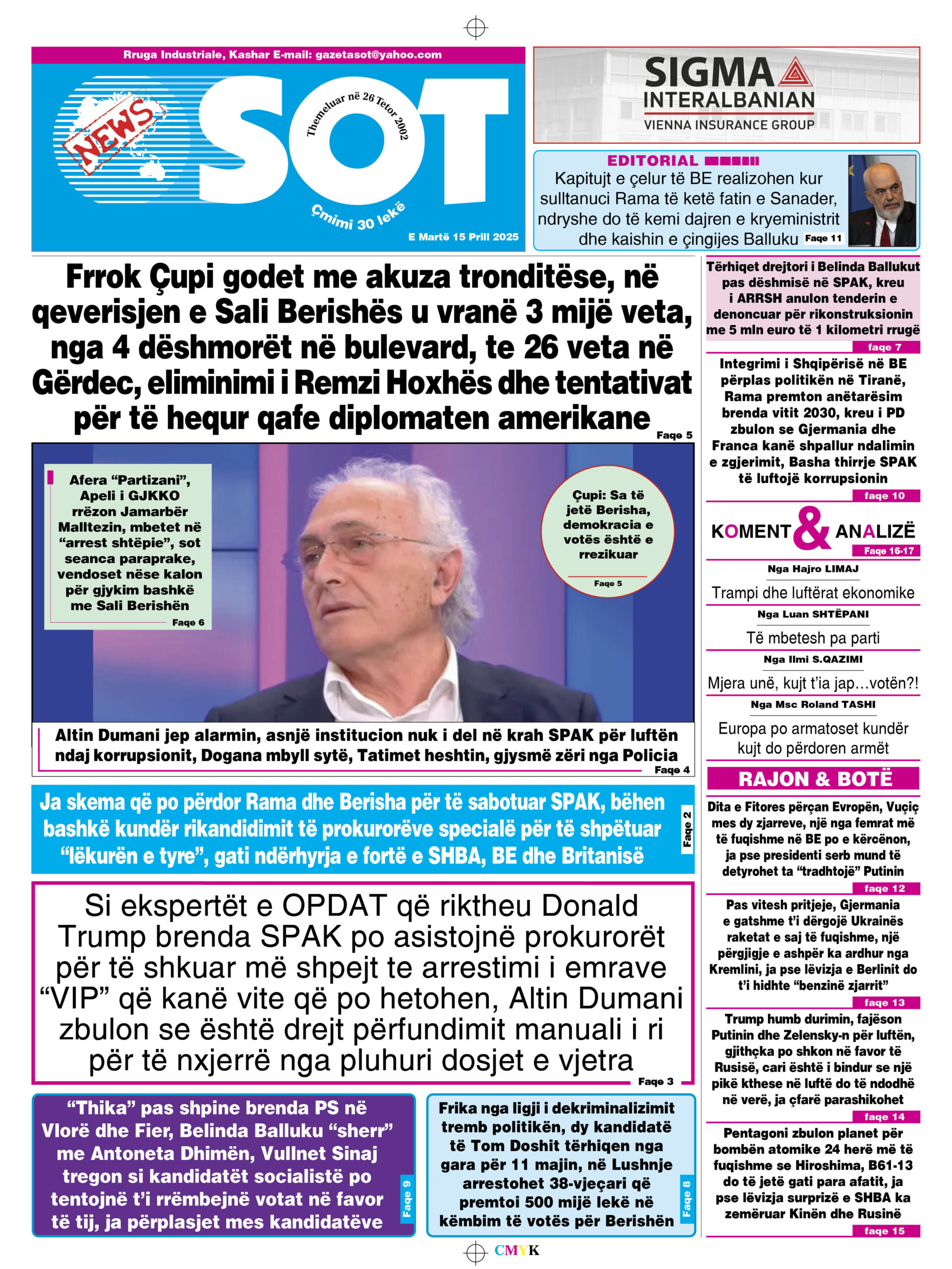 Sot në Print - 15 Prill 2025 - Sot News | Lajme