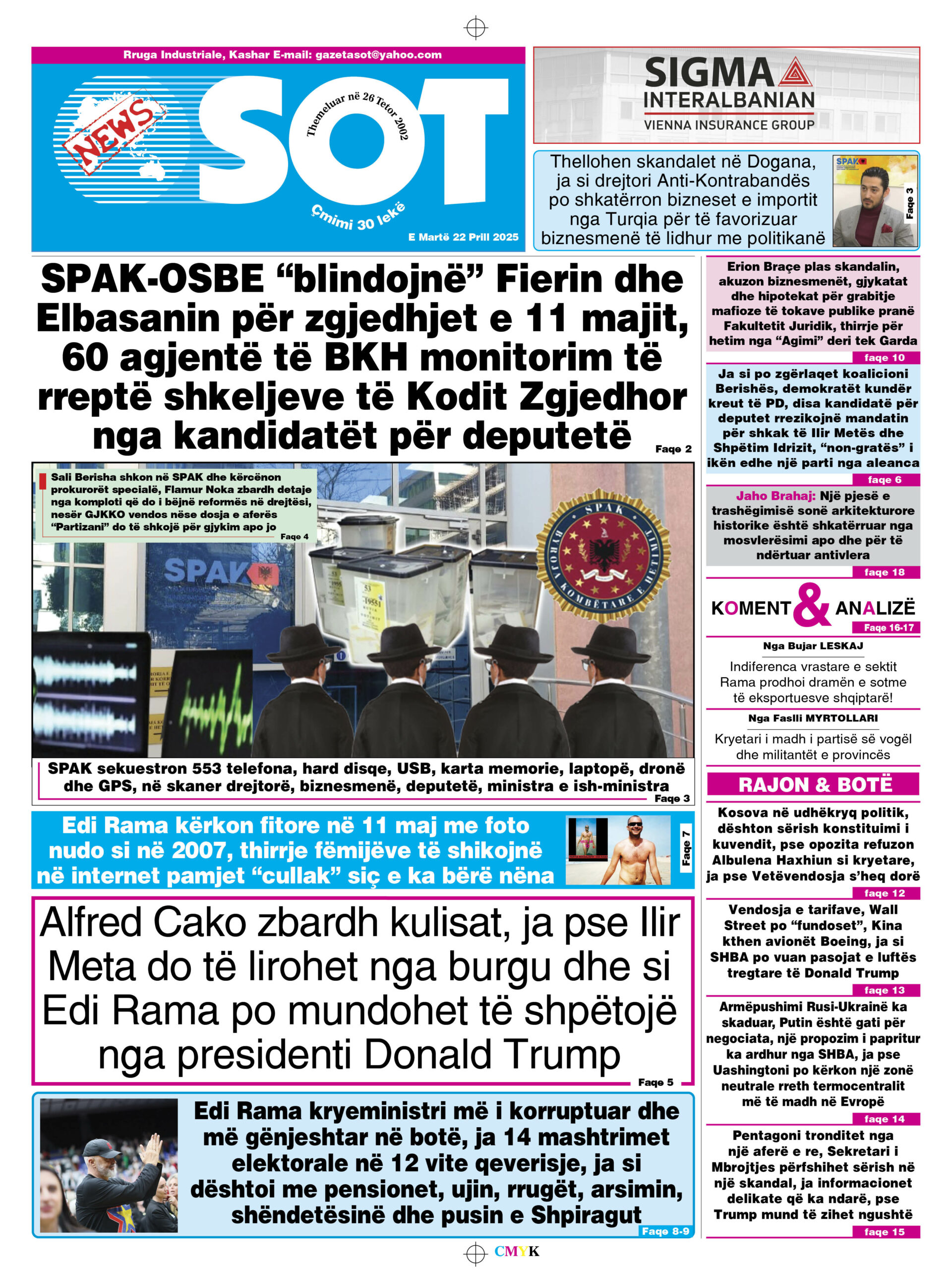 Sot në Print - 22 Prill 2025 - Sot News | Lajme