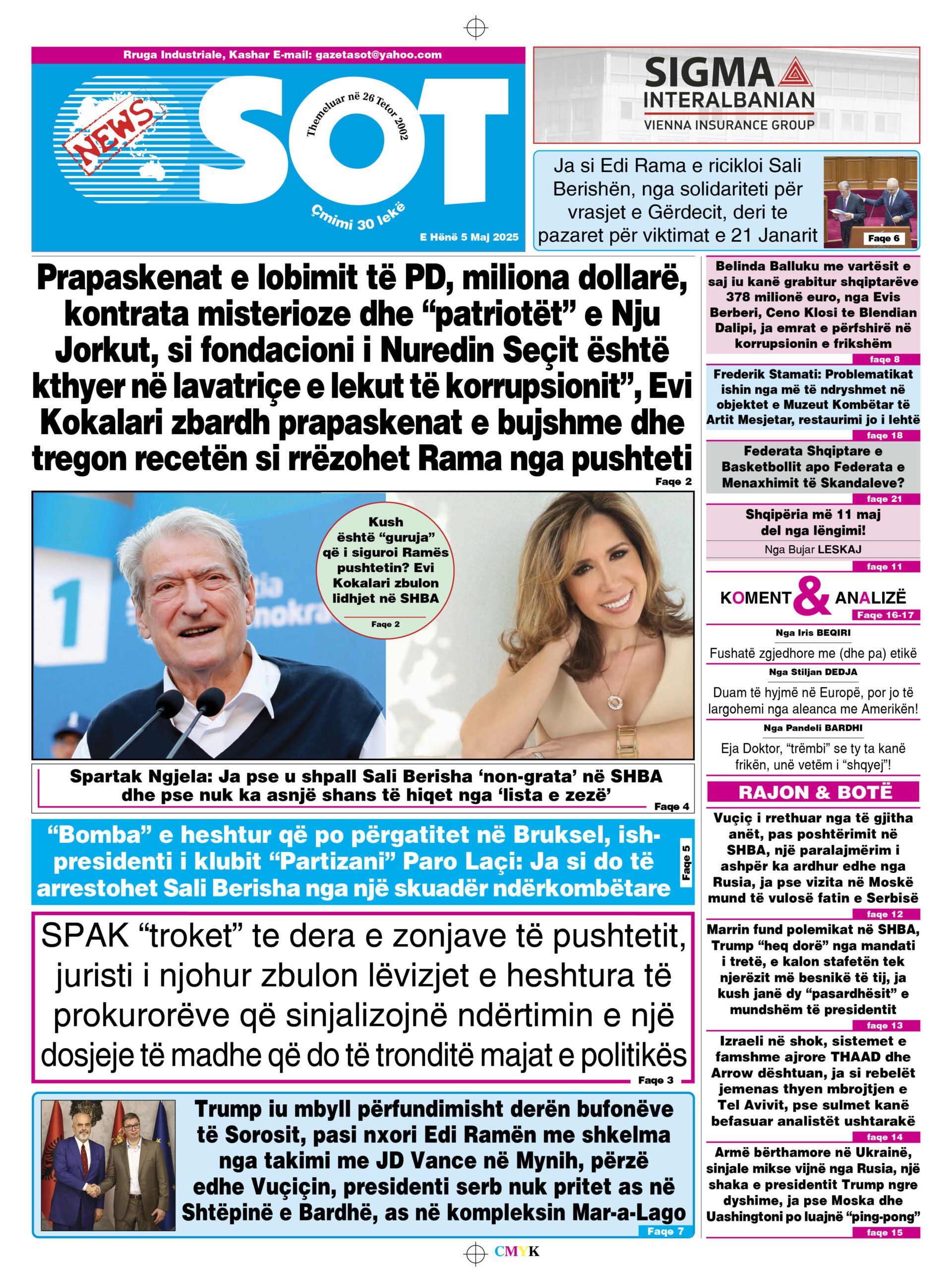 Sot në Print - 5 Maj 2025 - Sot News | Lajme